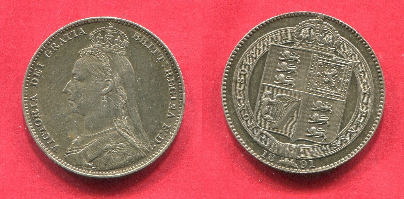 Great Britain England Großbritannien Shilling Schilling 1891 Crowned ...