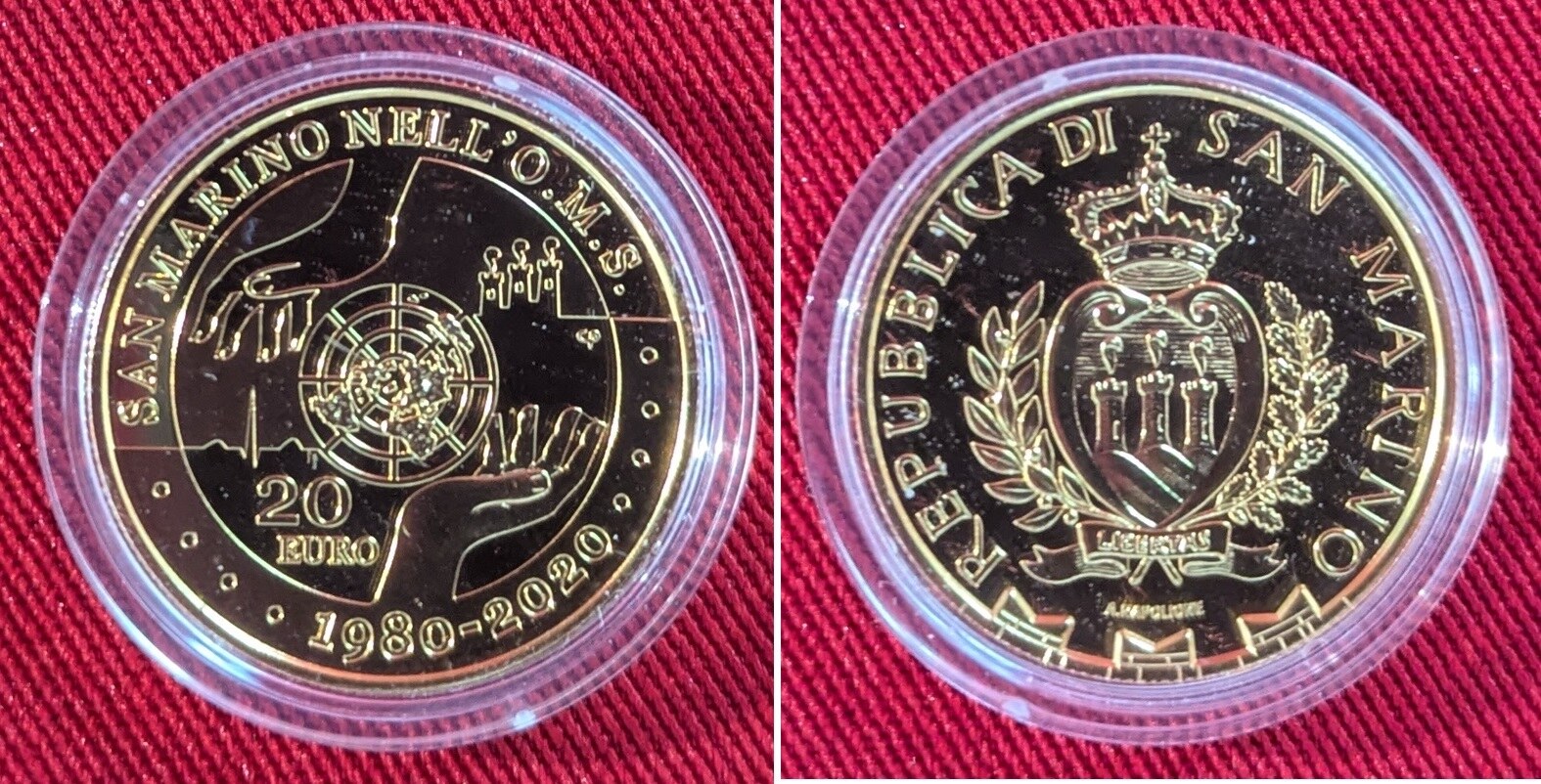 20 Euro Goldmünze 2020 40 Jahre Beitritt von San Marino zur ...