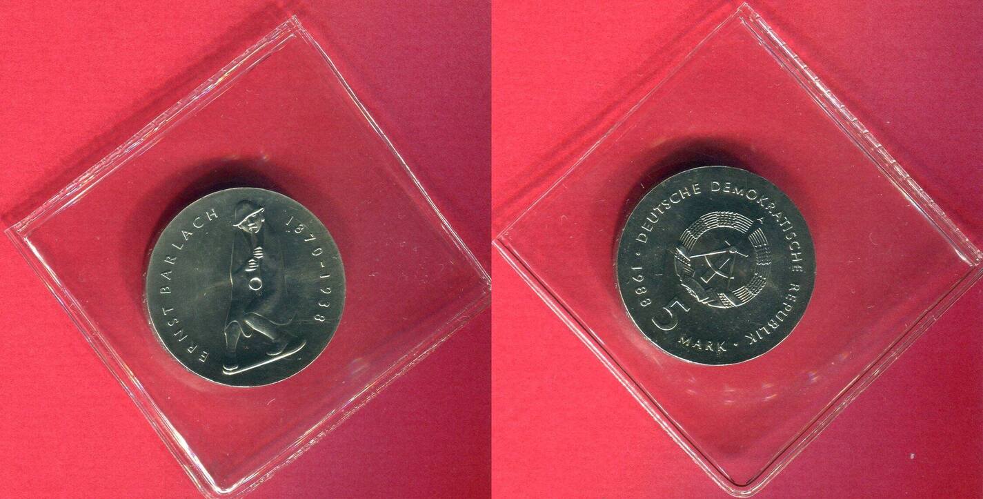 DDR 5 Mark Cu/Ni Neusilber 1988 Ernst Barlach 1870 - 1938 Unc | MA-Shops