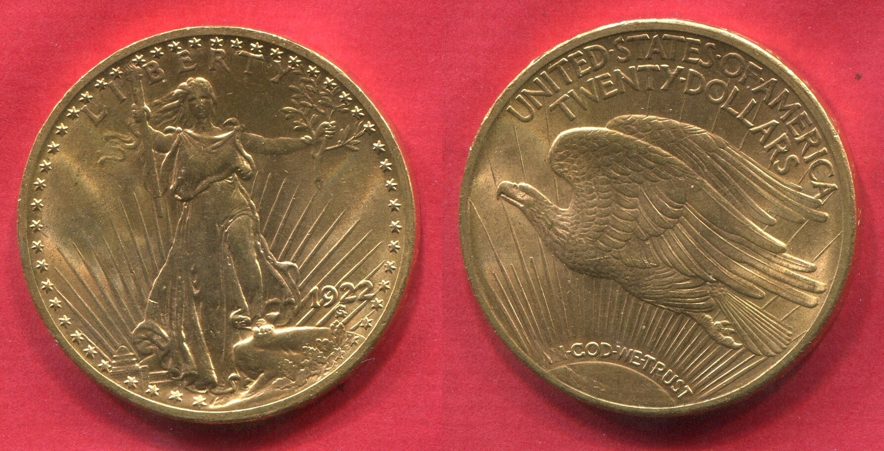 USA 20 Dollar Dollars 1922 St. Gaudens Walking Liberty Gold Double Eagle USA unc | MA-Shops
