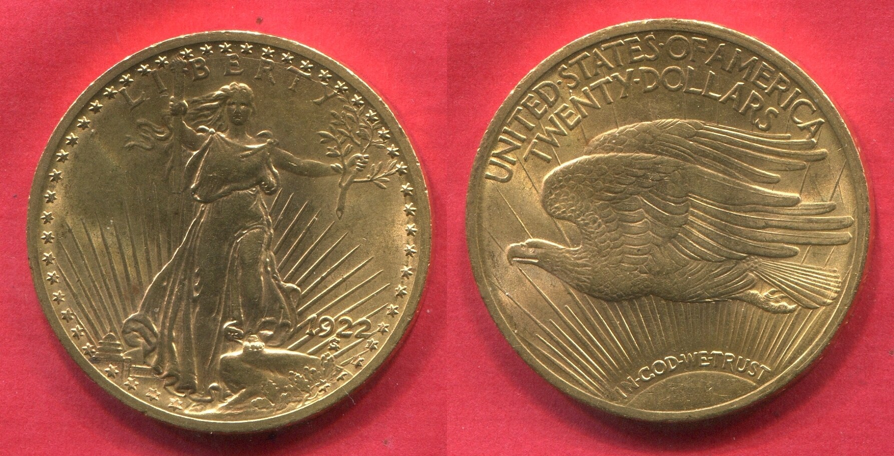 USA 20 Dollar Dollars 1922 St. Gaudens Walking Liberty Gold Double Eagle USA unc | MA-Shops