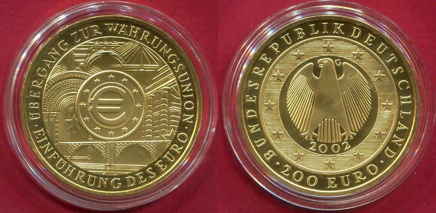 Deutschland BRD Germany 200 Euro Gold 2002 G Währungsunion, Euro ...