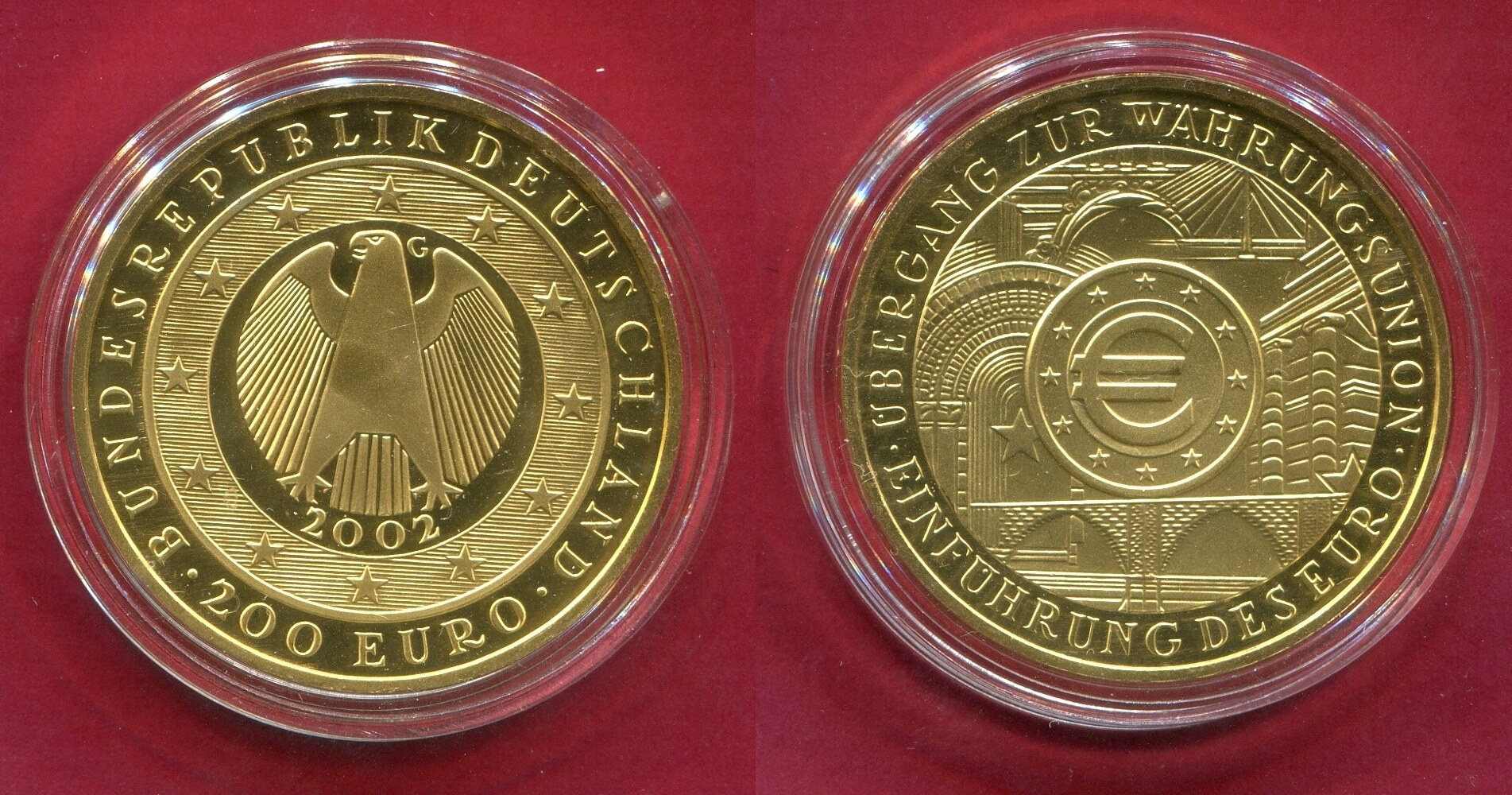 Deutschland BRD Germany 200 Euro Gold 2002 G Währungsunion, Euro ...