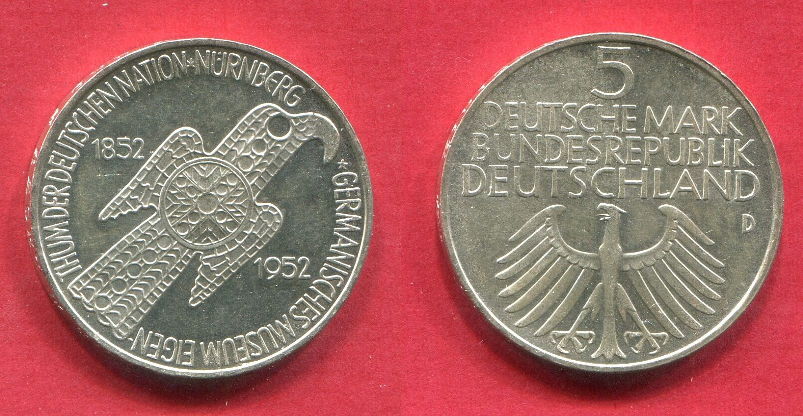 Bundesrepublik Deutschland, Germany FRG 5 DM Gedenkmünze Silber 1952 -D ...