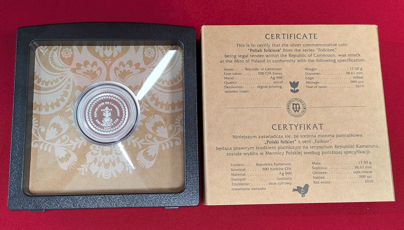 Kamerun 500 Francs CFA 2019 Polish Folklore - Polnische Folklore - Hahn- Hähne - Rooster Proof ...