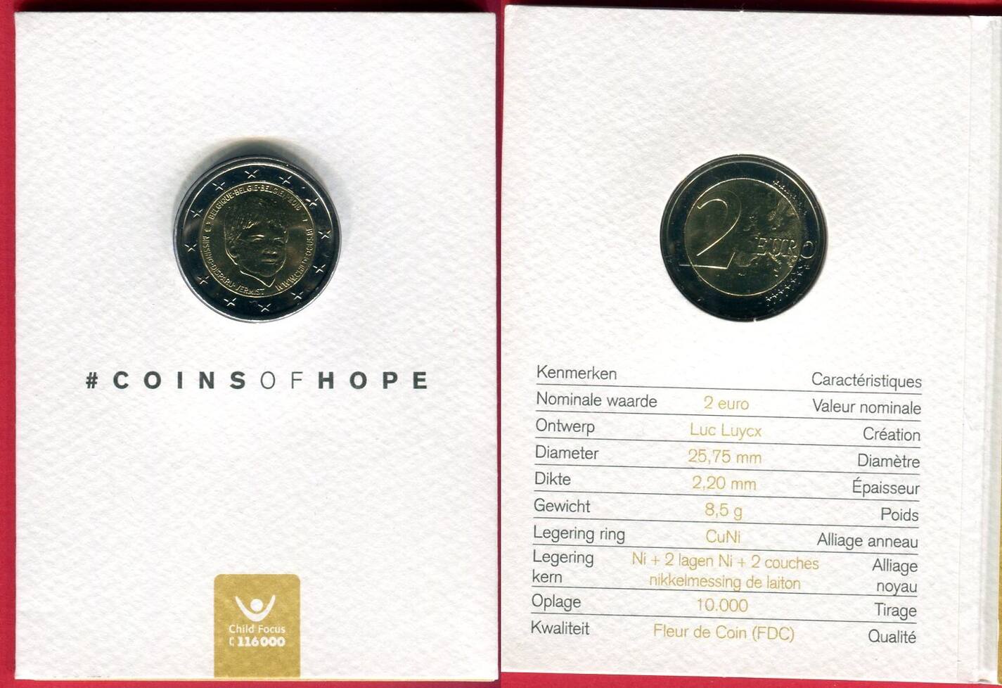 Belgien 2 Euro Gedenkmünze 2016 Coins of Hope - Vermisste Kinder BU in ...