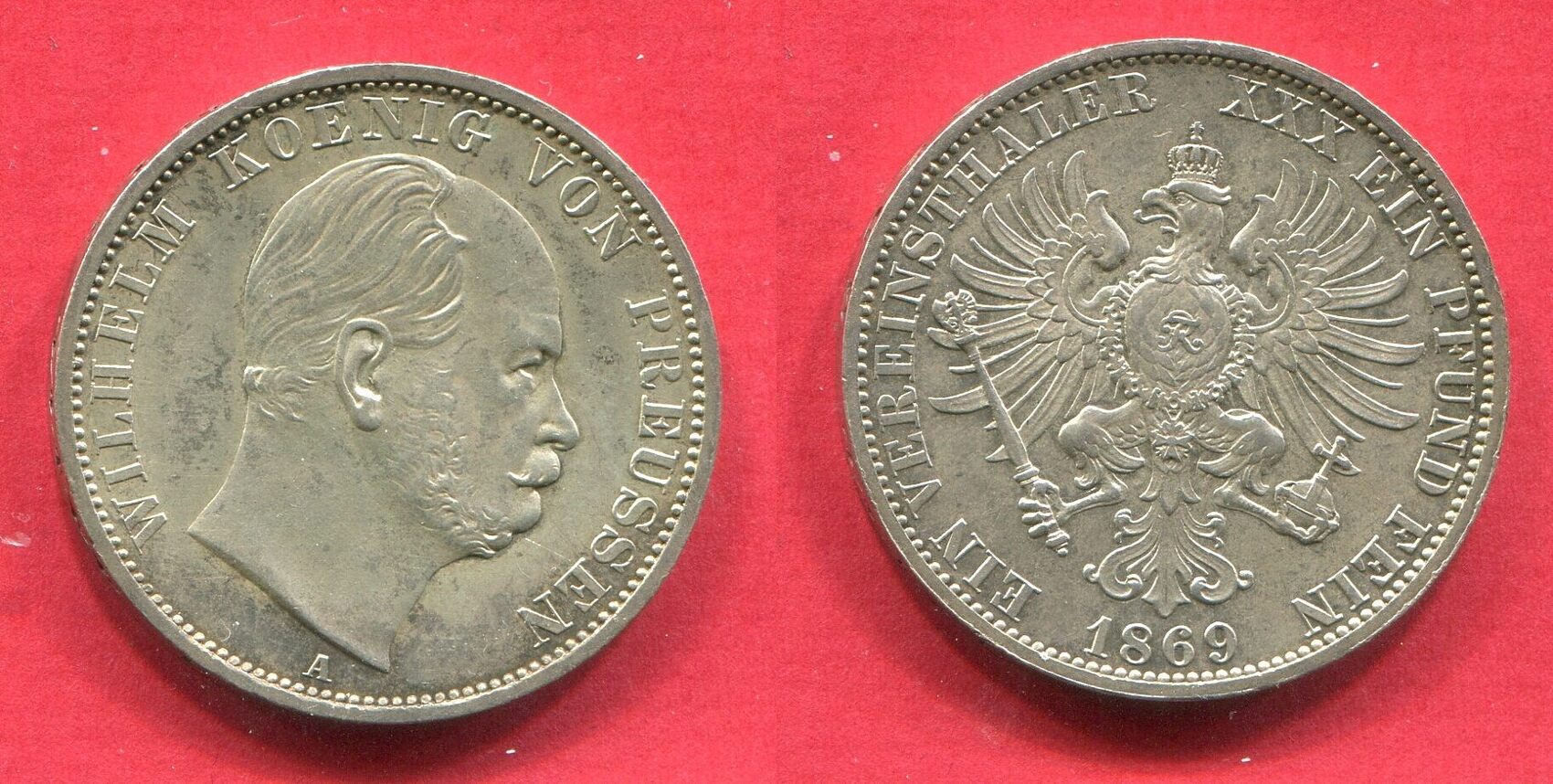 Brandenburg Preußen Königreich Taler Vereinstaler 1869 Wilhelm I. USA ...