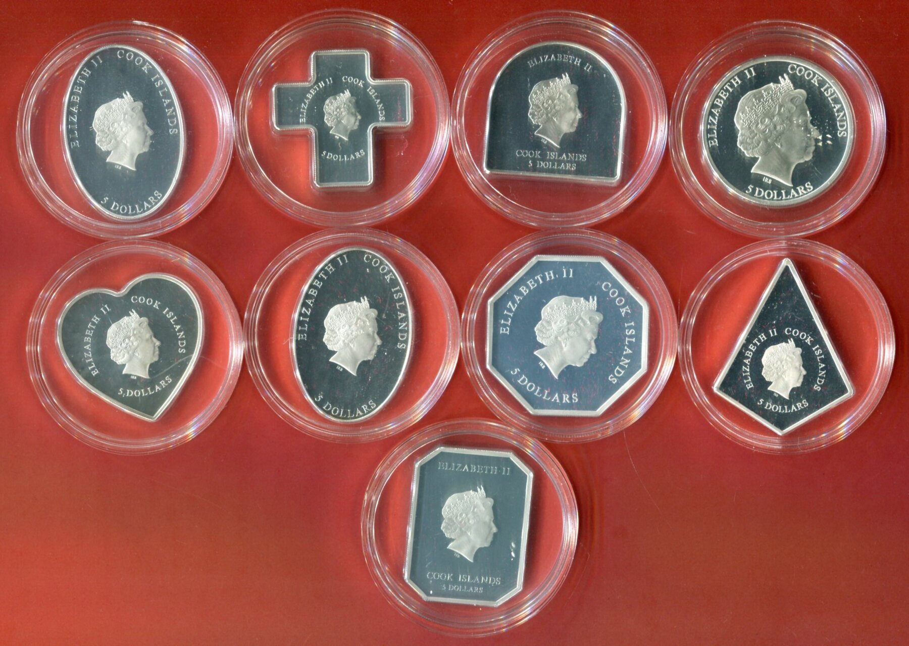Cook Islands 9 x 5 Dollar aufwendig gestaltete Silbermünzen 2013 ...