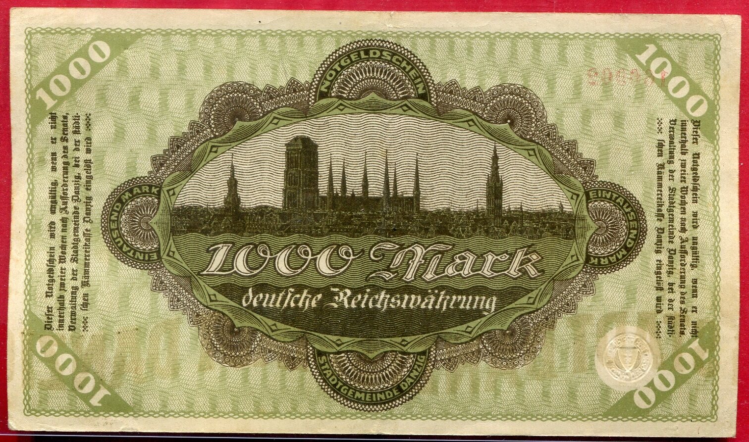 Danzig 500 Mark Banknote 1922 Kogge Stadtansicht Cityscape Deutsche ...