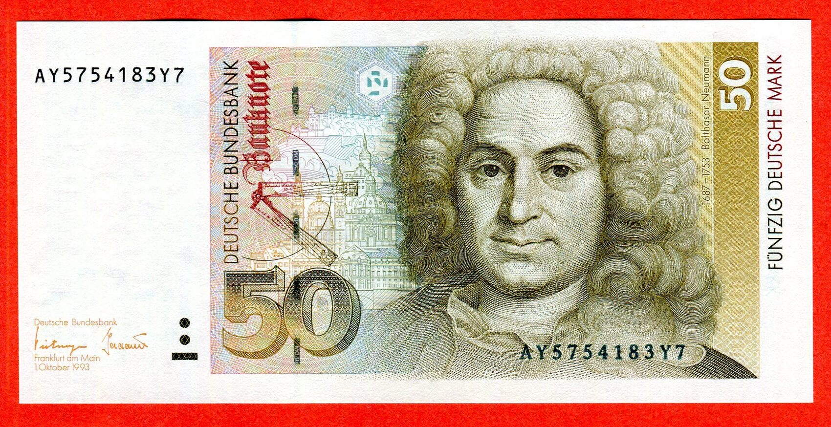 Bundesrepublik Deutschland 50 Deutsche Mark 1993 Balthasar Neumann ...