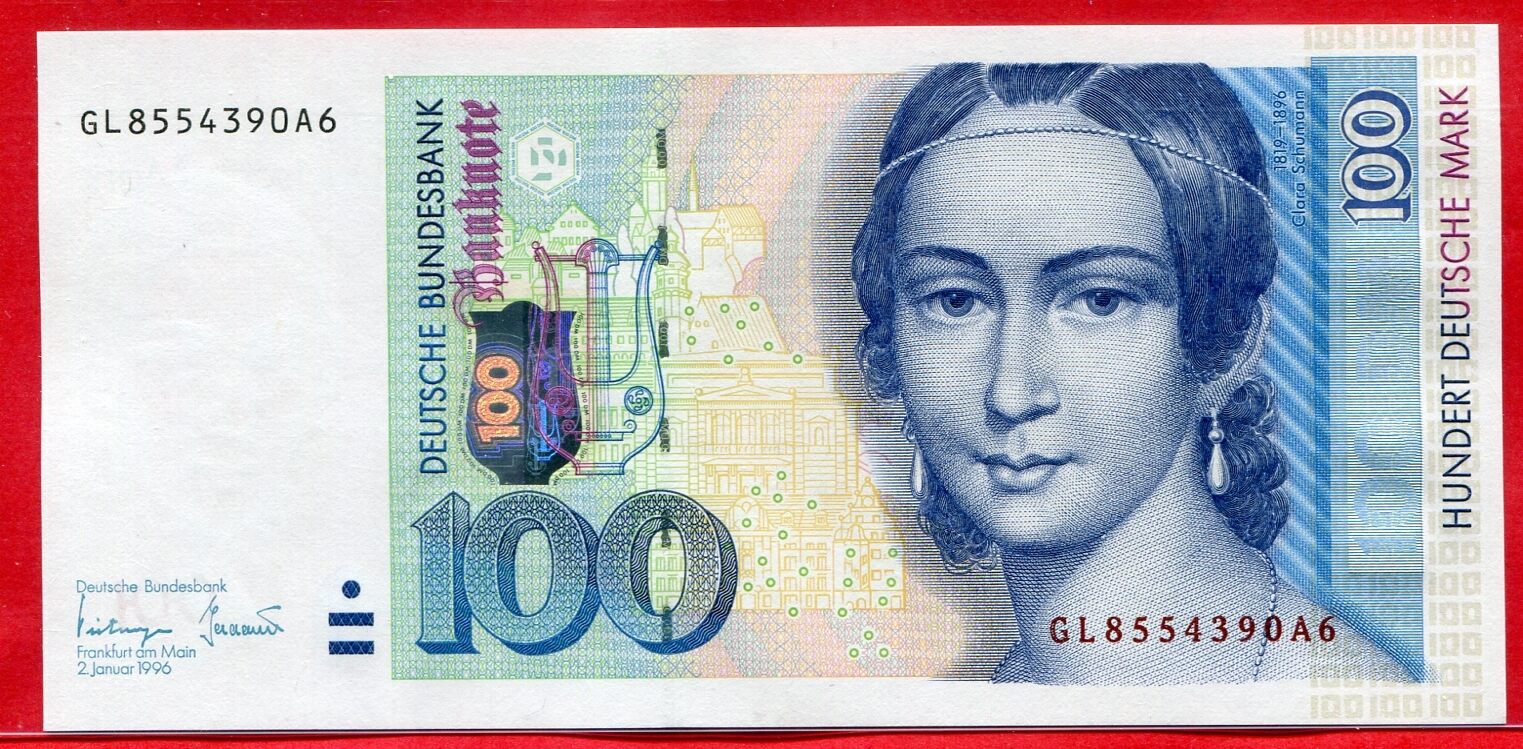 Bundesrepublik Deutschland 100 DM Deutsche Mark Banknote Geldschein ...