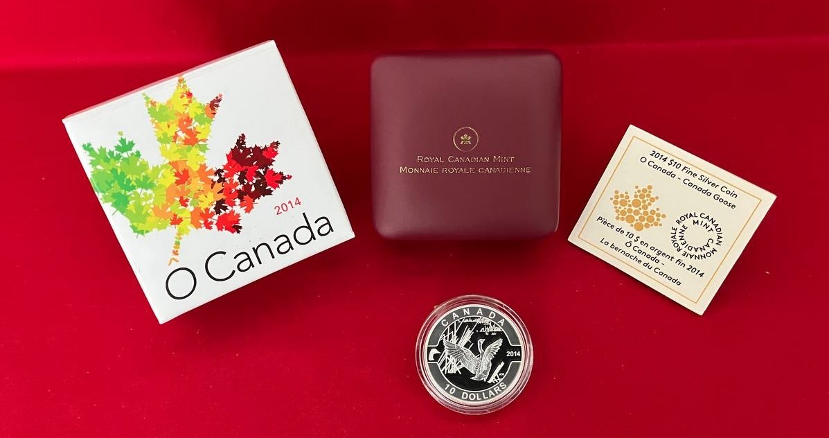 Kanada 10 Dollars Silbermünze 2014 O Canada - Canada Goose / Gans BU in ...