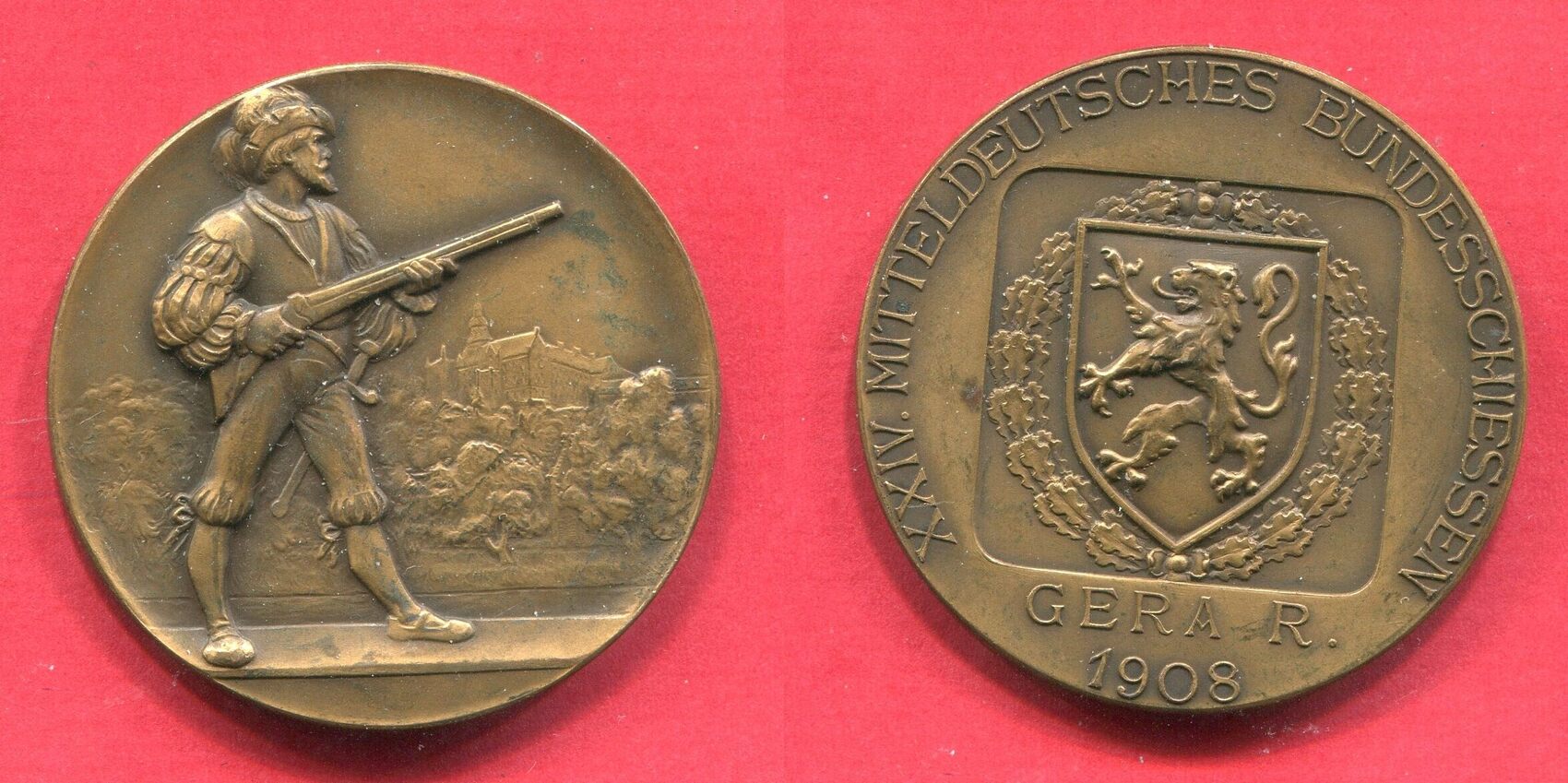 Gera Kaiserreich Bronzemedaille 1908 XXIV. Mitteldeutsches ...