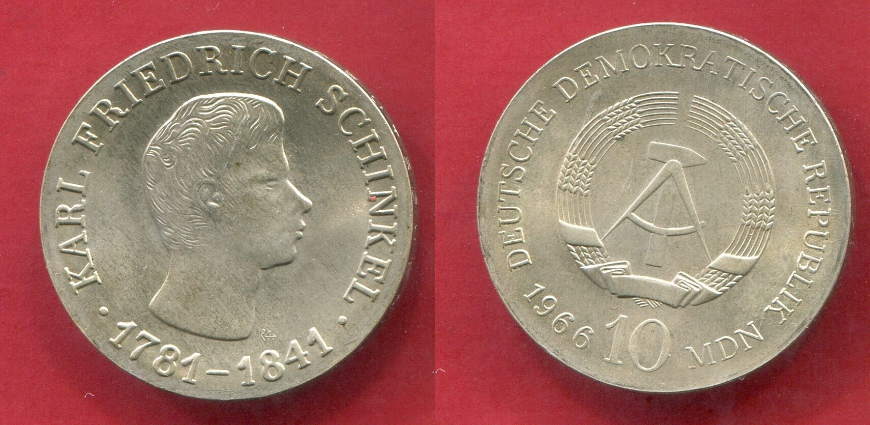 DDR GDR Eastern Germany 10 Mark DDR Silber 1966 A Silber 125. Todestag ...