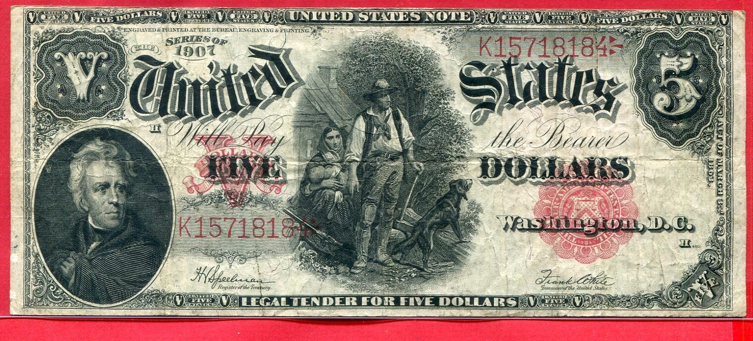 USA 5 Dollars United States Note Serie 1907 United States Note Andrew ...
