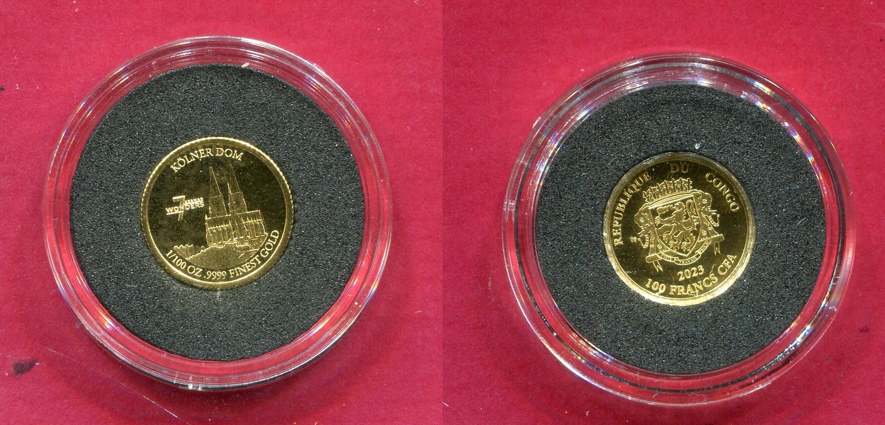 Kongo 100 Francs CFA Gold 2023 Die Deutschen Wunder - Kölner Dom (1/100 ...