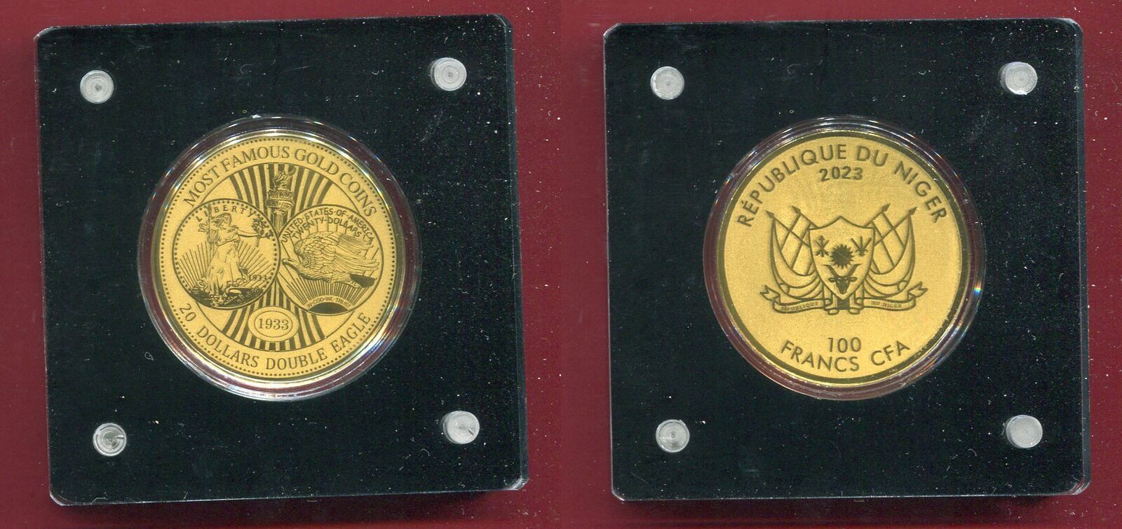 Republique du Niger 100 Francs CFA Gold 1/200 Unze 2023 20 Dollars ...