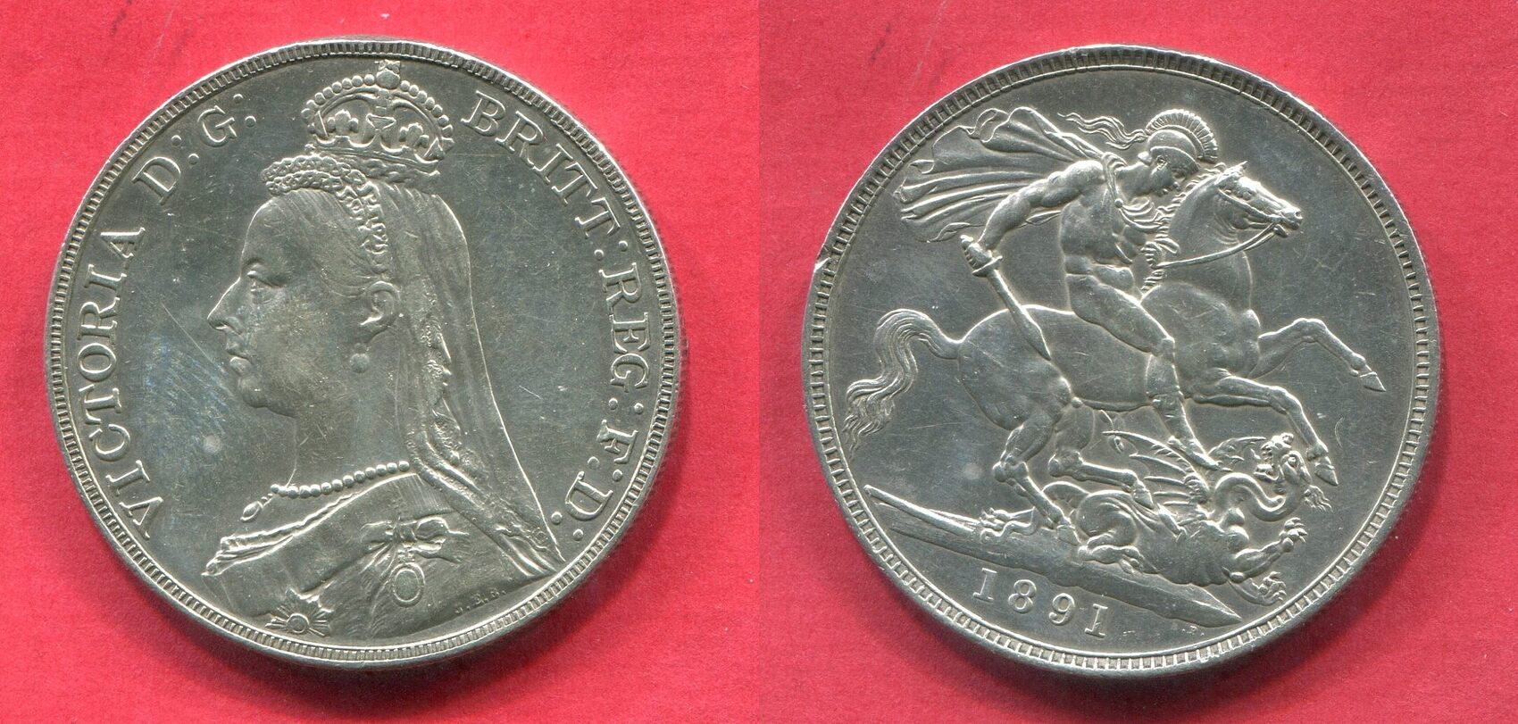 England Großbritannien United Kingdom 1 Crown 1891 Queen Victoria ...
