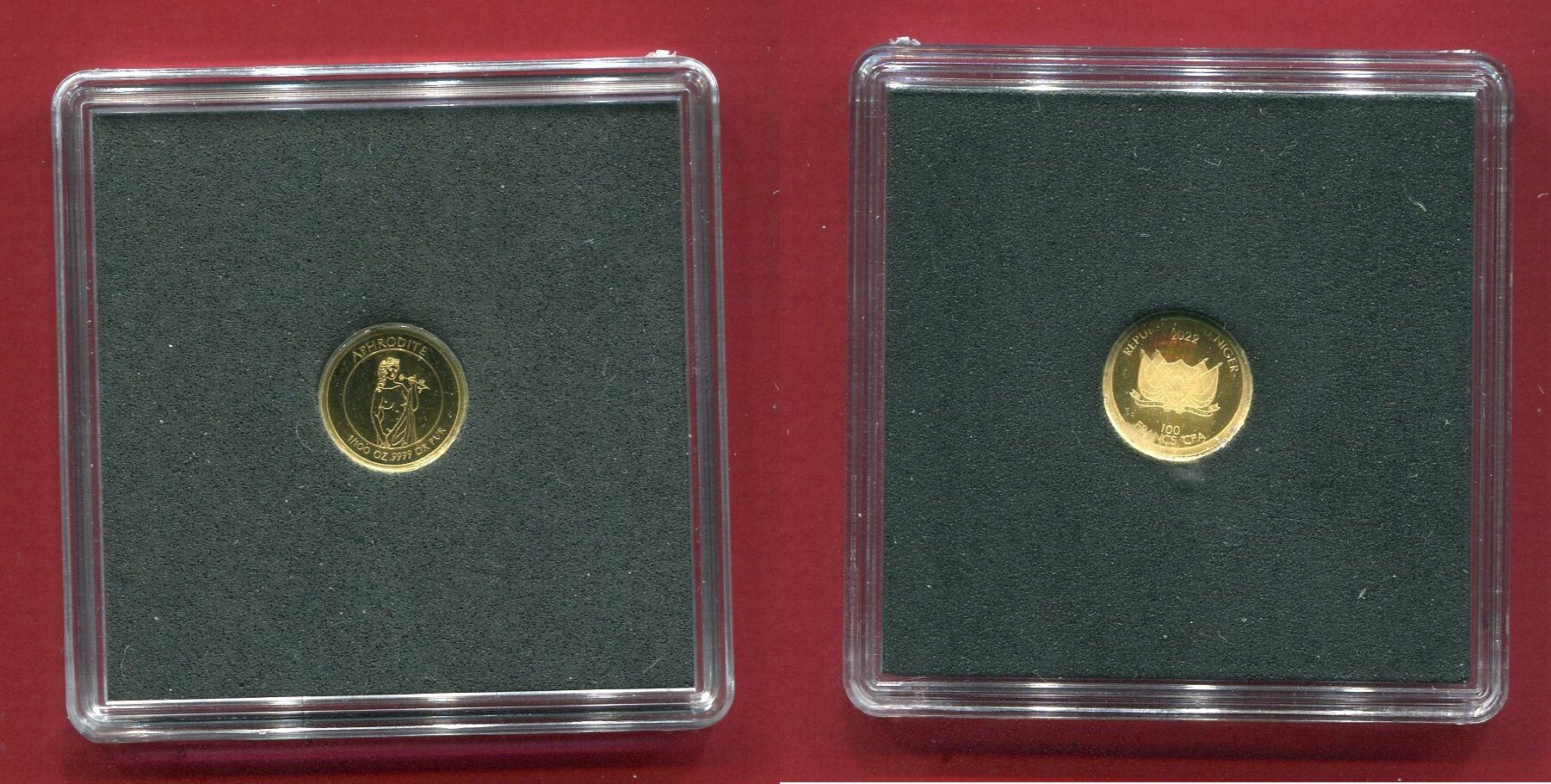 Niger 100 Francs CFA Gold 2022 Aphrodite (1/100 oz) proof in capsule ...