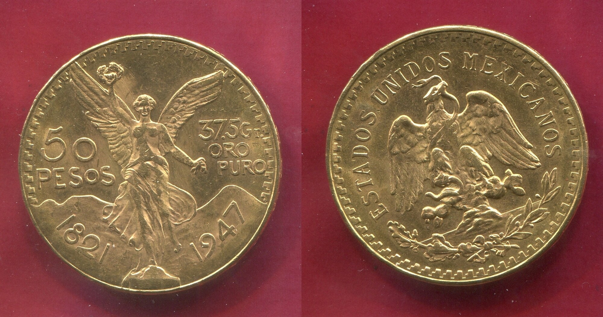 Mexico 50 Pesos Gold 37,5 g Fein 1947 Libertad USA Unc. | MA-Shops