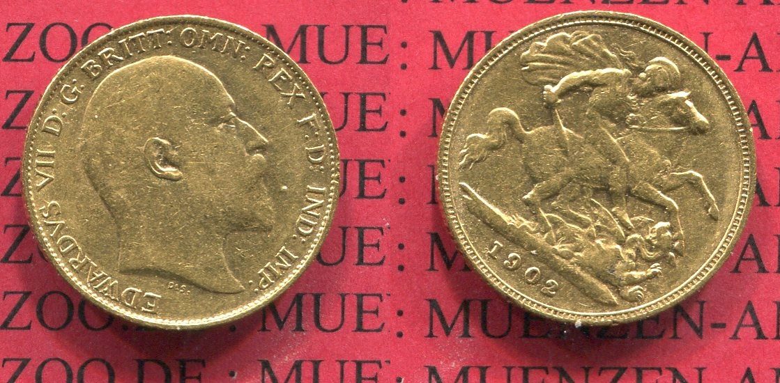 England Great Britain UK England 1902 Half Sovereign Goldmünze Edward ...