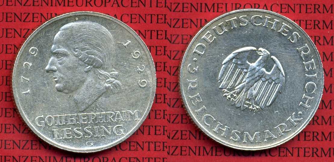 Weimarer Republik Deutsches Reich Weimarer Republik 3 Mark Lessing 1929 ...