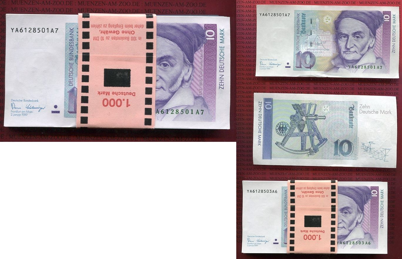 BRD Bundesrepublik Deutschland, FRG, Germany Originalbündel 100 x 10 DM ...