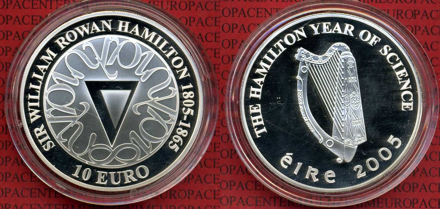 Irland 10 Euro Silbermünze 2005 Sir Rowan Hamilton Proof with box coa ...
