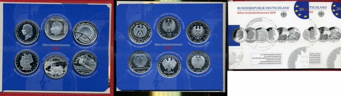 Bundesrepublik Deutschland, Germany FRG 6 x 10 Euro Silber ...