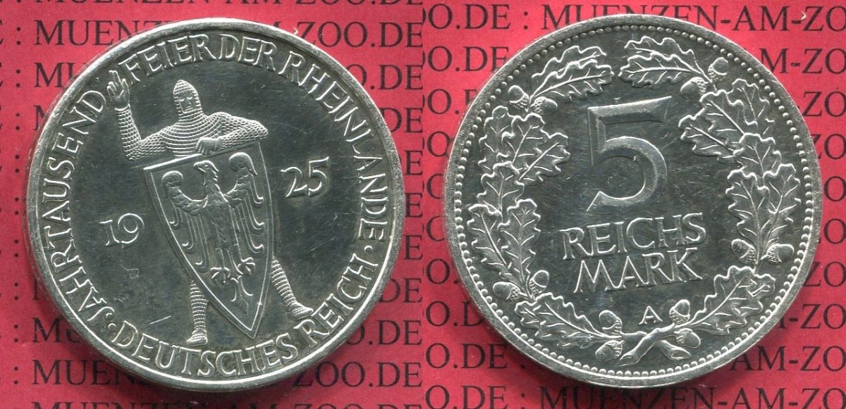 Weimarer Republik Deutsches Reich 5 Mark Weimarer Republik Gedenkmünze ...