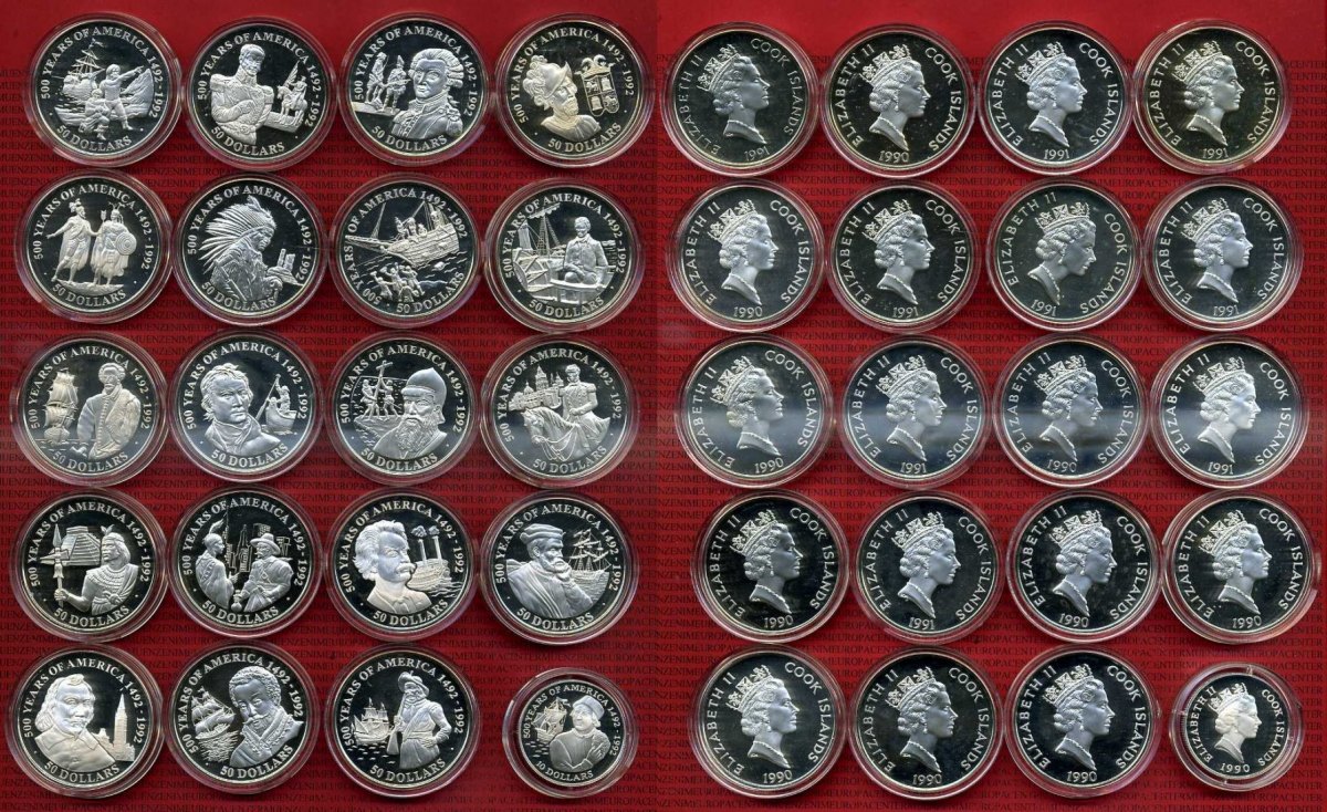 Cook Islands, Cook Inseln Sammlung 19 x 50 & 1 x 10 $ 1991 ff. 500 ...