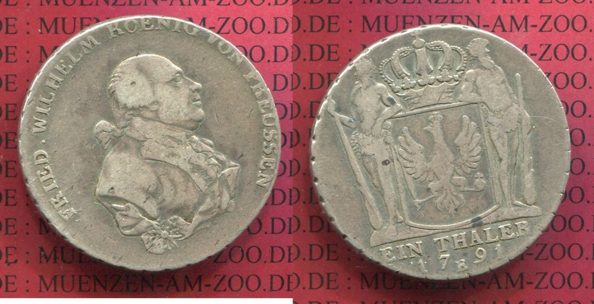 Brandenburg Preußen Taler Friedrich Wilhelm II. Silber Preußen Taler ...