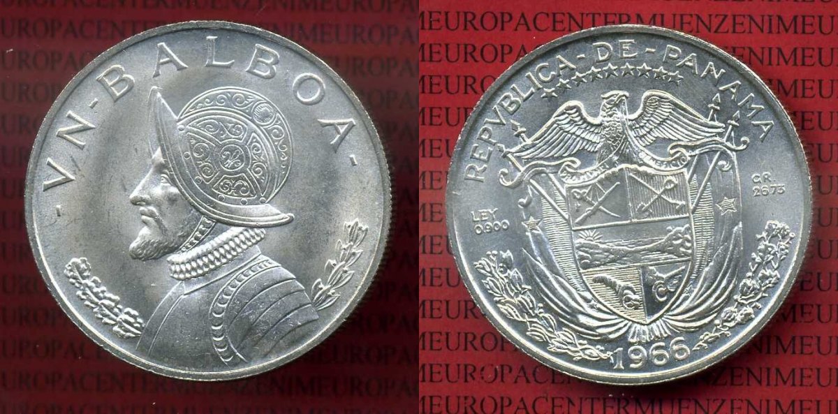 Panama 1 Balboa Silbermünze 1966 VN Balboa xf-au | MA-Shops