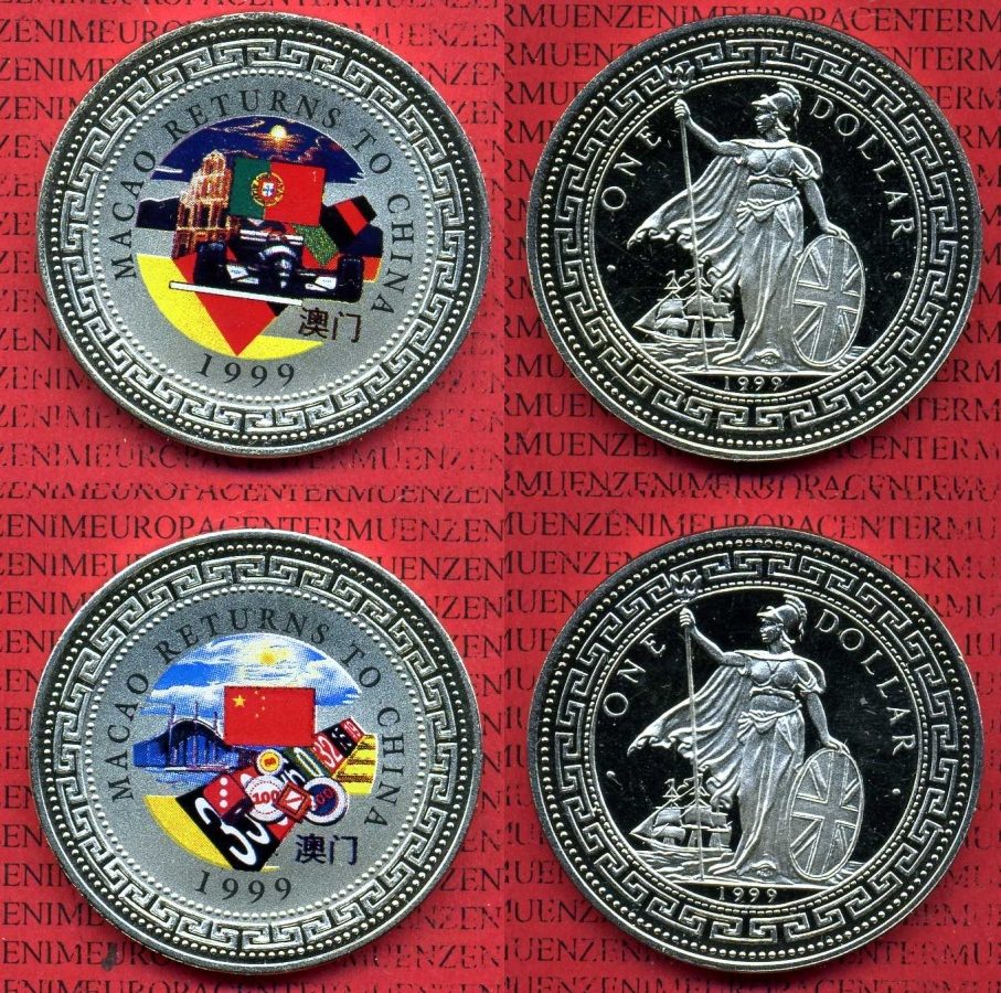 Macao returns to China 2 x Trade Dollar 1999 1999 Macau returns to ...