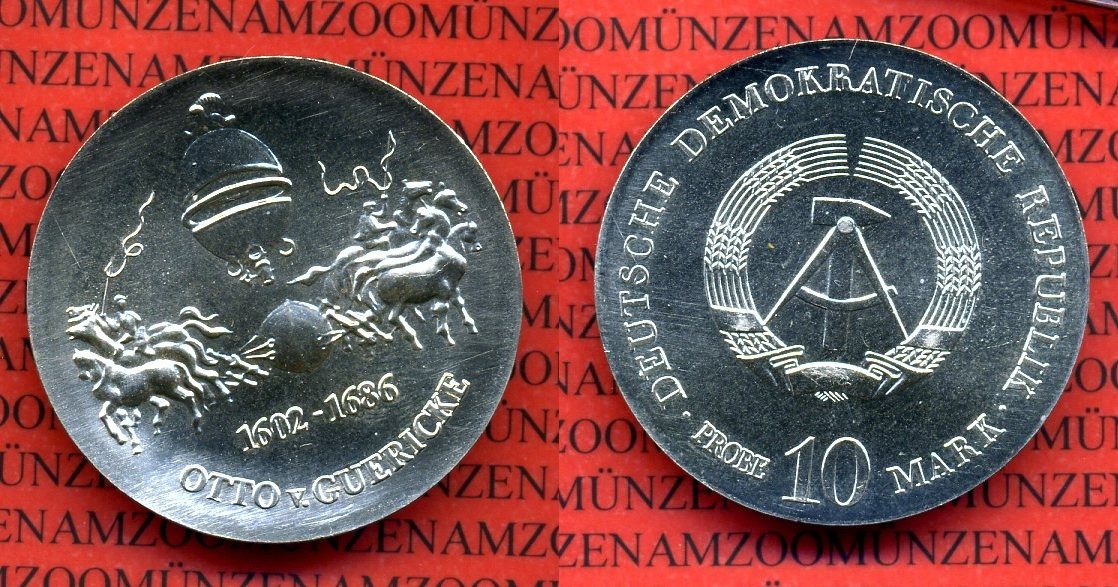 10 Mark Silbermünze DDR Probe DDR 10 Mark 1977 Otto von Guericke ...