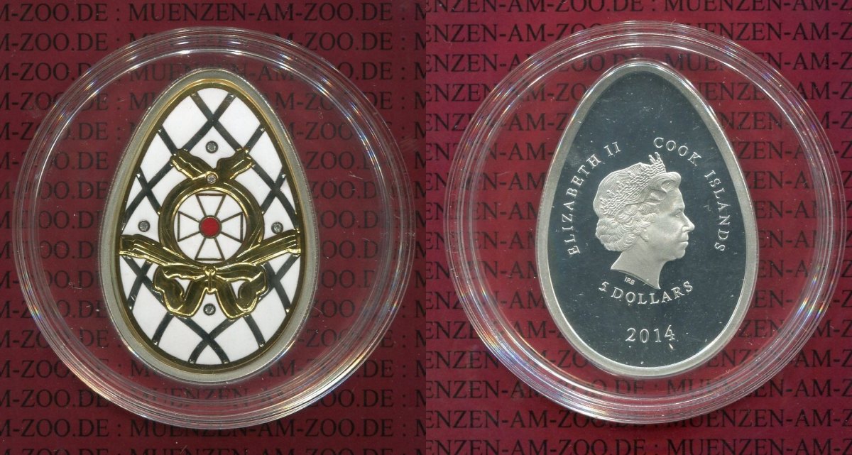 5 Dollars Fabergé Ei 2014 Cook Islands 2010 1 x 5 $ Fabergé Ei Weiss PP ...