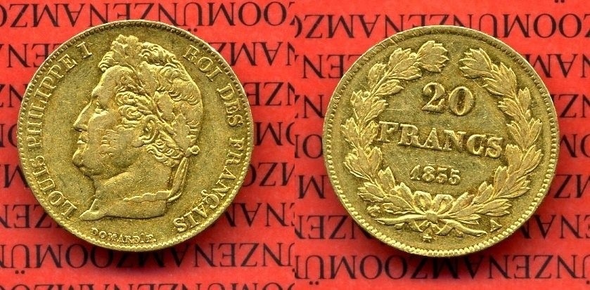 Frankreich, France 1835 A Stern Frankreich, 20 Francs 1835 A, Louis ...