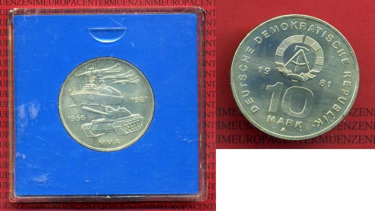 10 Mark Cu/Ni Gedenkmünze DDR 10 Mark Cu/Ni 1981 25 Jahre NVA BU with ...