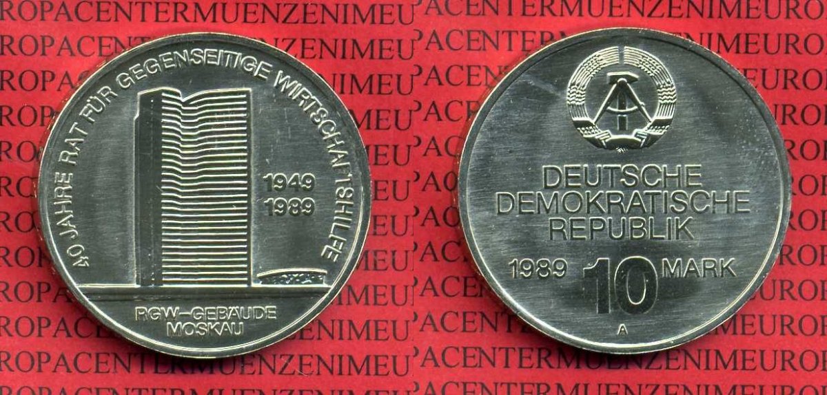 DDR 10 Mark Gedenkmünze Cu/Ni 1989 RGW Gebäude in Moskau - Rat für ...