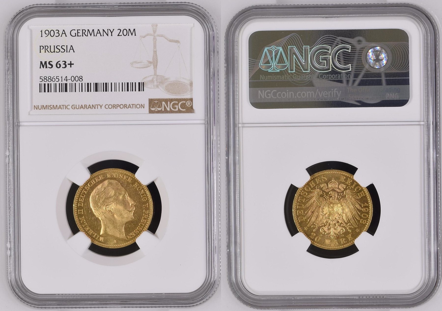 GERMANY 20 Mark 1903A Wilhelm II. Berlin Erhaltung ! Rare in higher ...