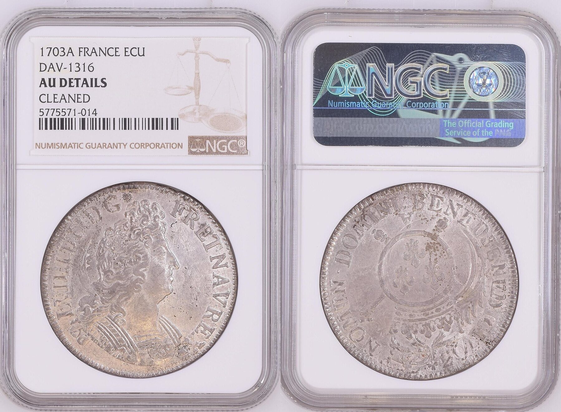 Frankreich France ECU 1703 A Écu aux insignes Ludwig XIIII. Sonnenkönig ...