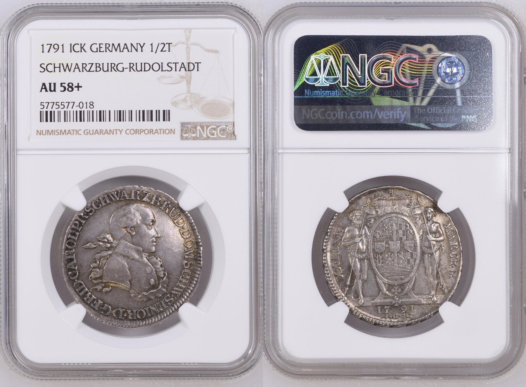 GERMANY Schwarzburg Rudolstadt 1/2 Taler 1791 ICK Friedrich Karl 1790 ...