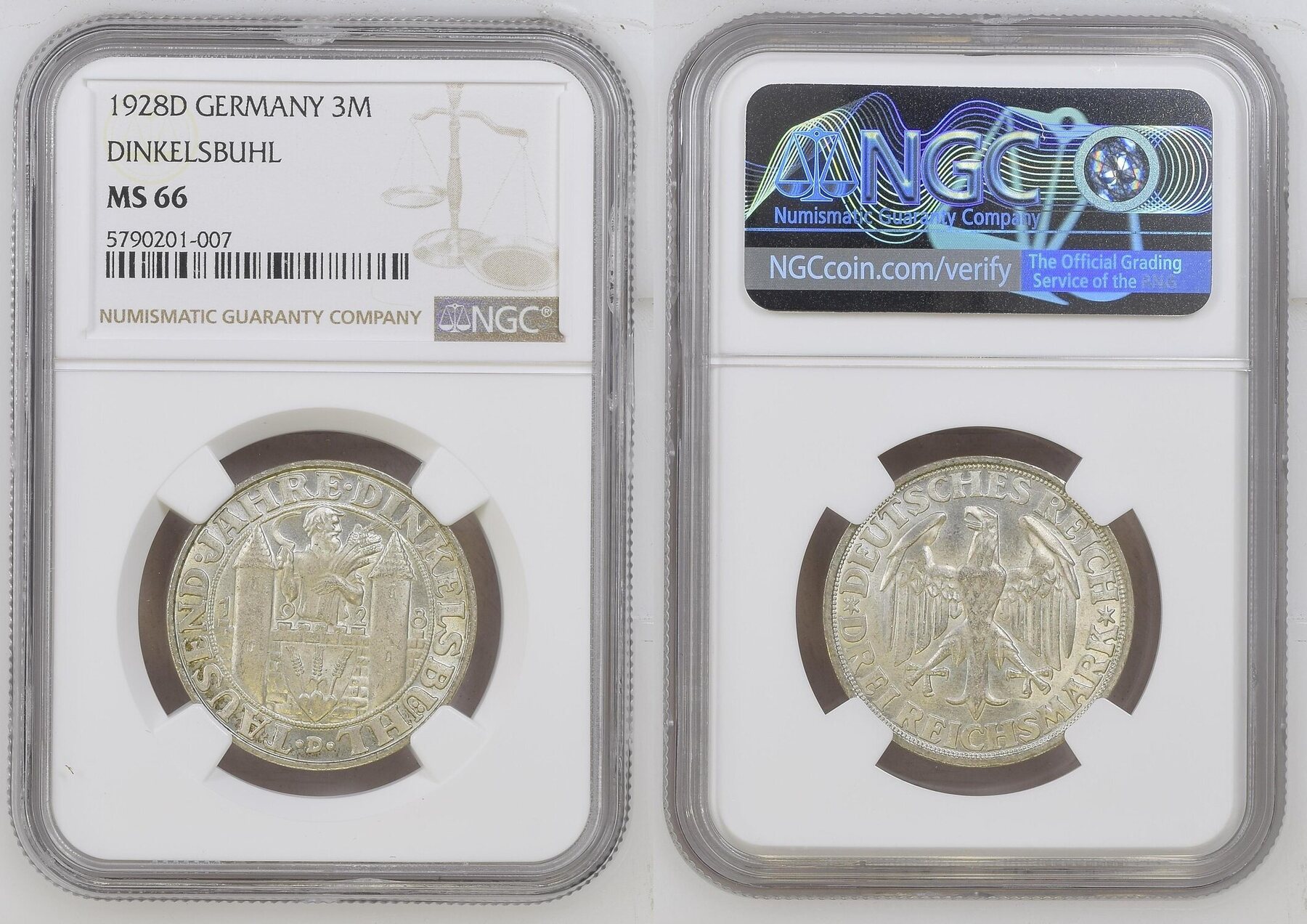 Weimarer Republik Germany 3 Mark 1928 DSA Grading Dinkelsbühl 1000 ...