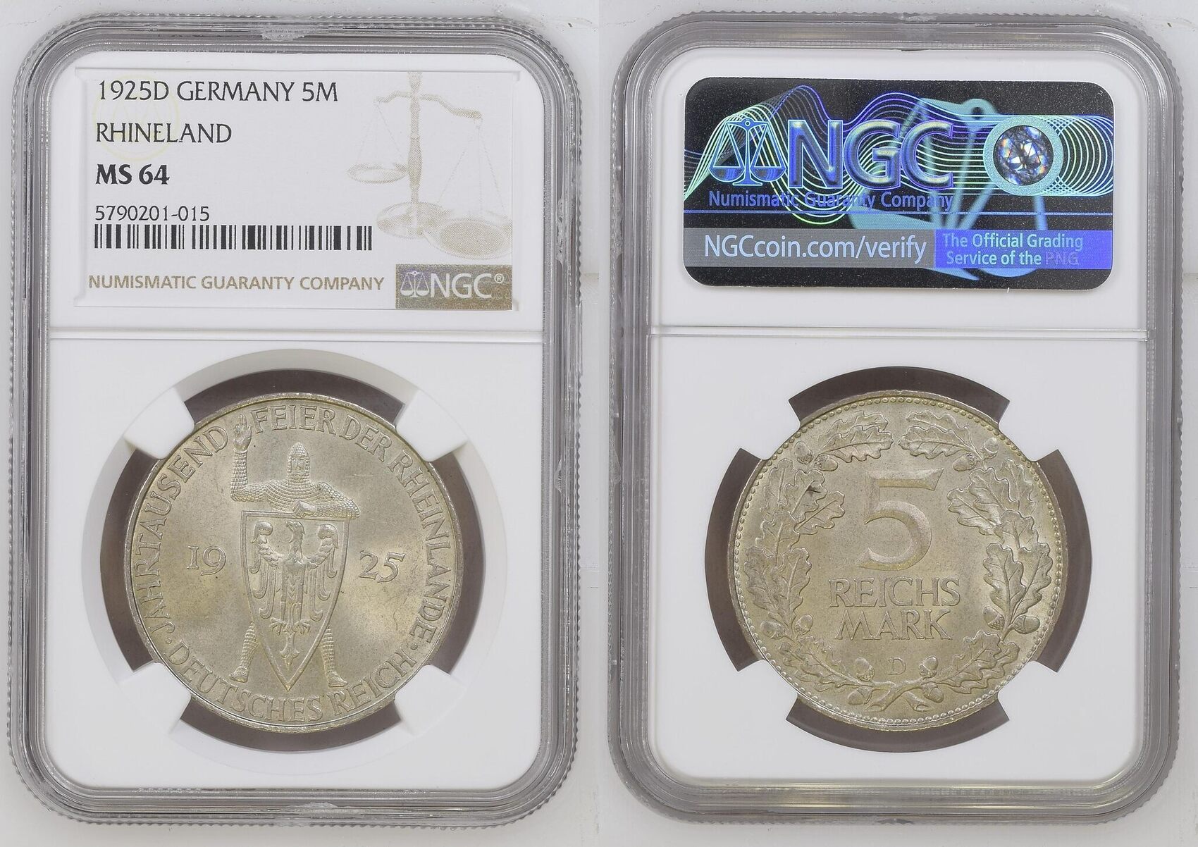 Deutschland Weimarer Republik Germany 5 Mark 1925 D Jahrtausendfeier ...