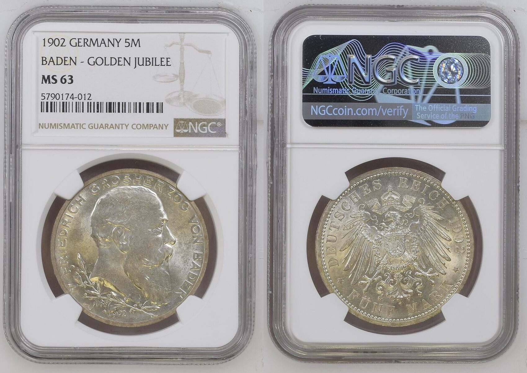 Baden Deutschland Germany Kaiserreich 5 Mark Gedenkmünze Commemorative ...