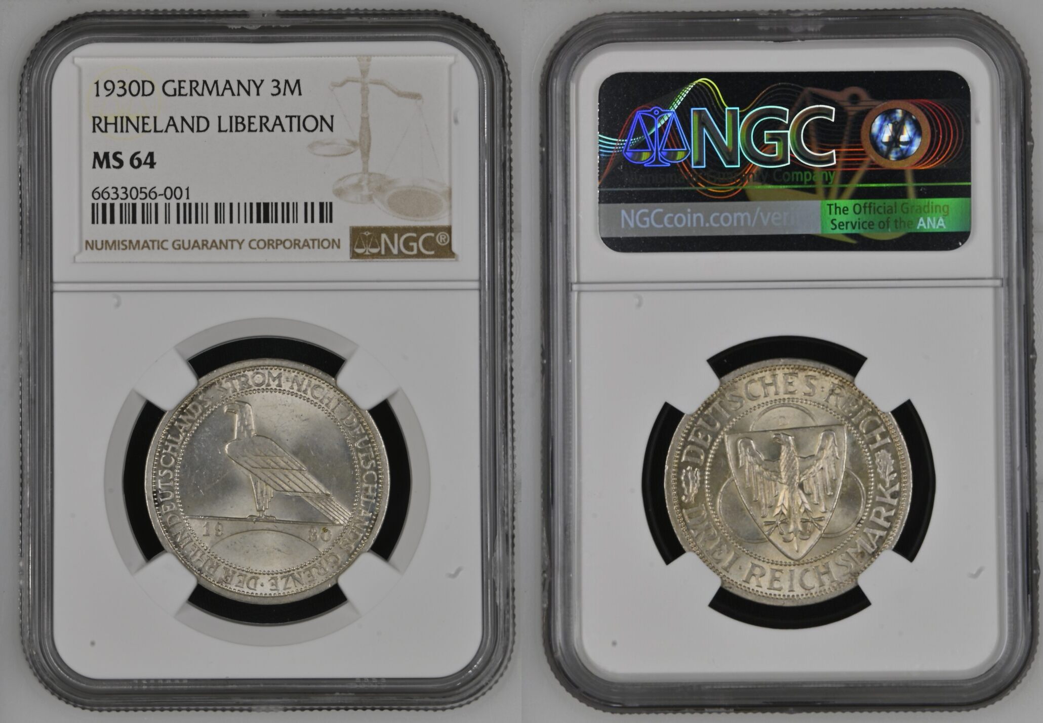 Deutschland Weimarer Republik Germany 3 Mark 1930 D Rheinlandräumung ...