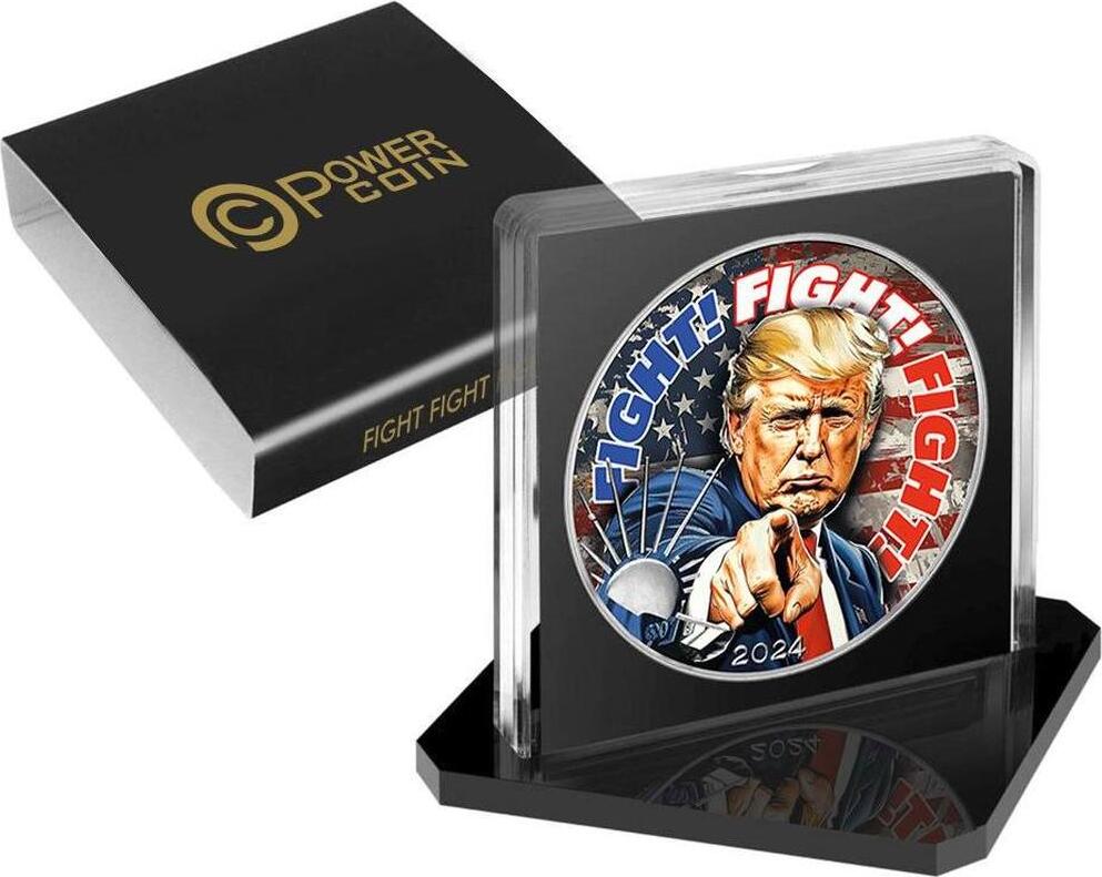 United States 1 Dollar FIGHT FIGHT FIGHT Donald Trump 1 Oz Silver Coin ...