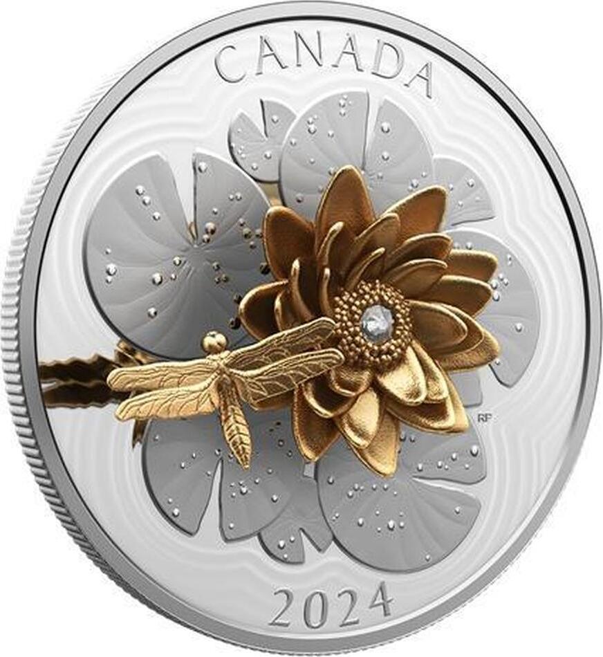 50 Dollars DRAGONFLY AND THE BLOOM Silver Coin 50$ Canada 2024 Proof ...