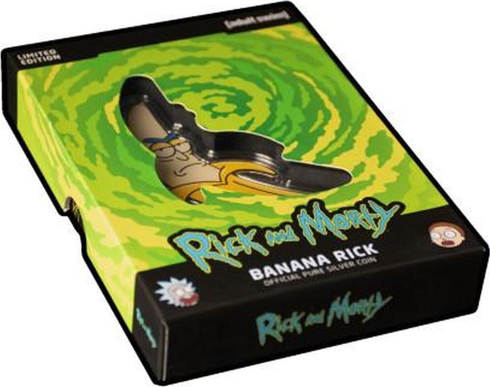 5 Dollars BANANA RICK Rick and Morty 1 Oz Silver Coin 5$ Barbados 2024 ...