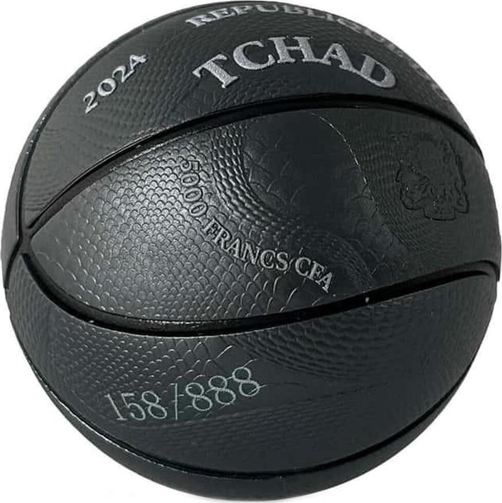BLACK MAMBA BASKETBALL SPHERICAL 1 Oz Silver Coin 5000 Francs Chad 2024 ...